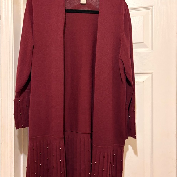 Chico's | Sweaters | Chicos Deep Red Open Front Cardigan | Poshmark